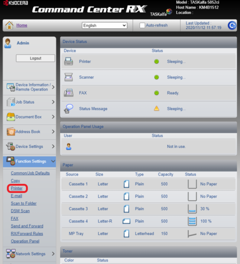 How to Toggle AirPrint on your Kyocera Multifunction copier