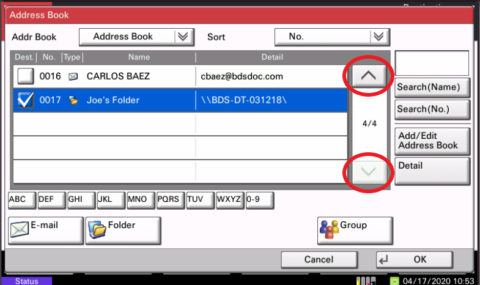 How to scan to a folder in Kyocera's control panel interface