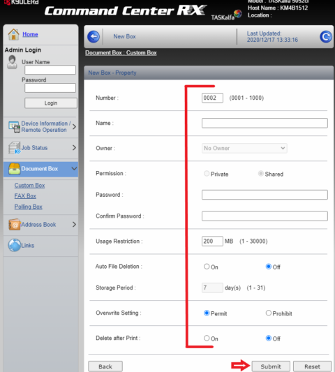 How to set up and print to Custom Boxes on a Kyocera Printer