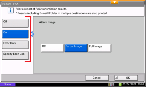 How to Change Fax Result Report Settings on Kyocera Machine
