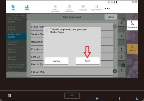 How to find your IP address on the Kyocera TASKalfa xxx4 copier