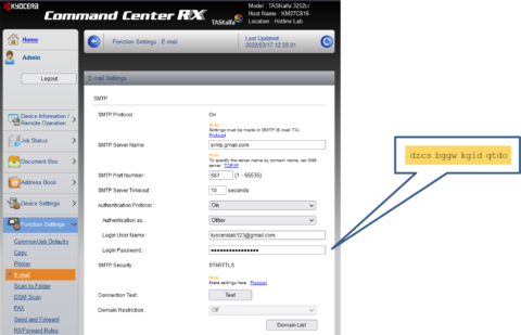 Gmail scan to email | New Kyocera Scan to email settings for Gmail