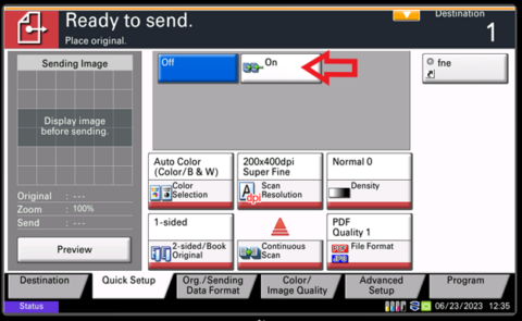 How to use the continuous scan feature on a Kyocera TASKalfa